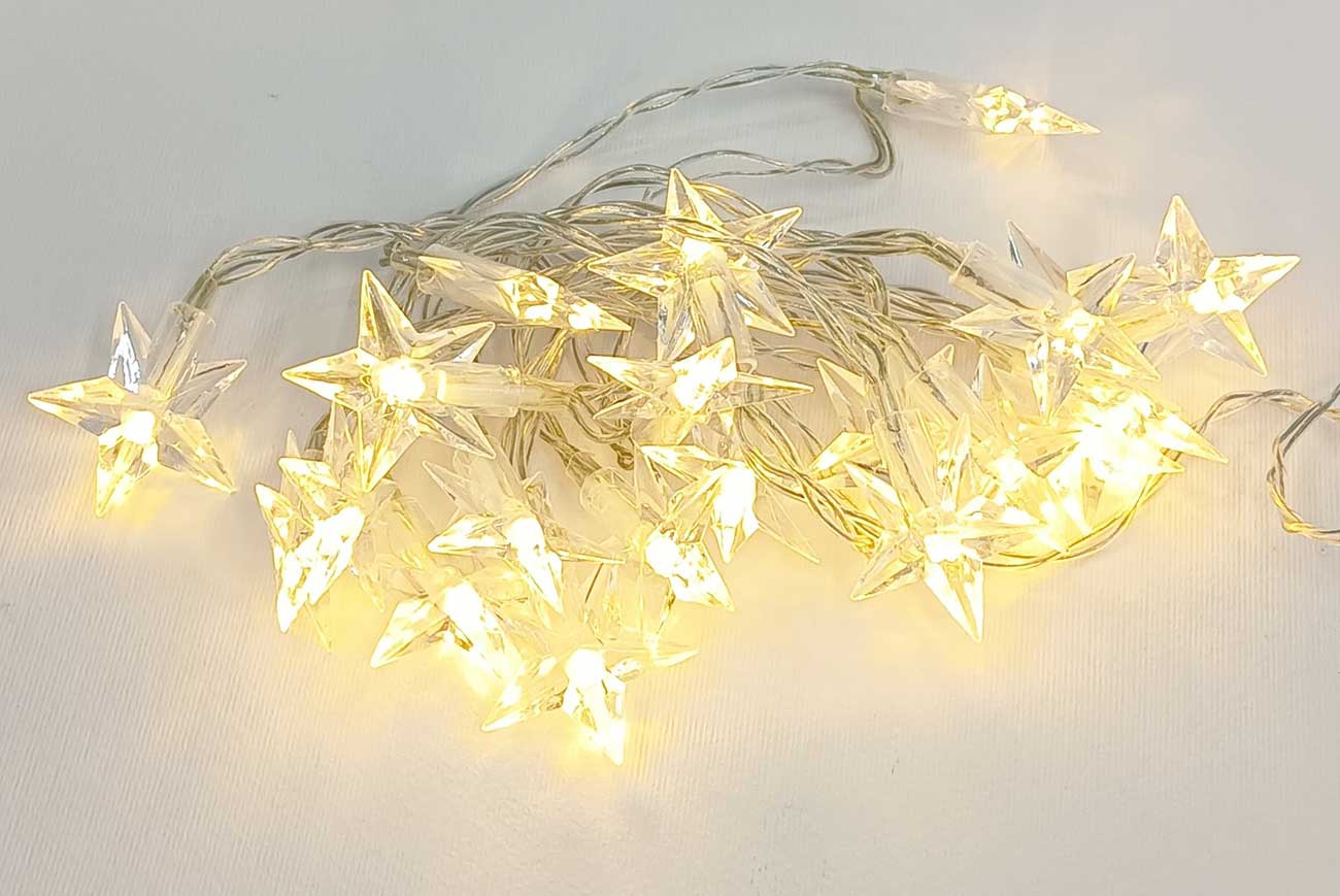 20 Led Αστεράκια S/Warm White Φωτάκια Μπαταρίας Σταθερά ή Flash 237702 ...